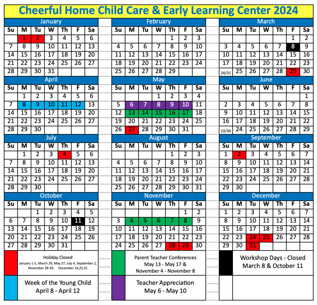 2023 & 2024 Calendar and Schedule of Events - Cheerful Home Child Care ...